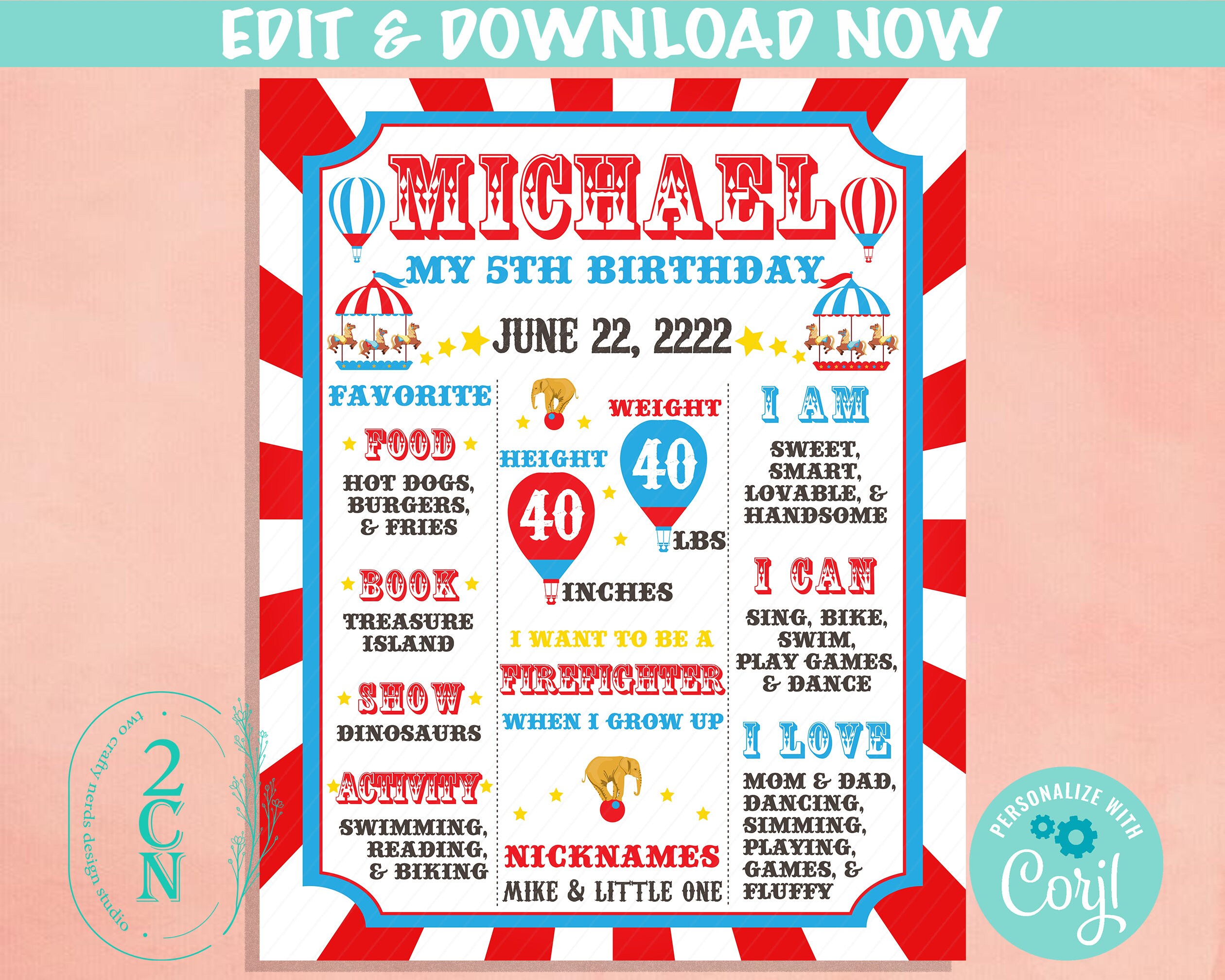 Carnival Circus Birthday Sign Birthday Board Milestone | Etsy