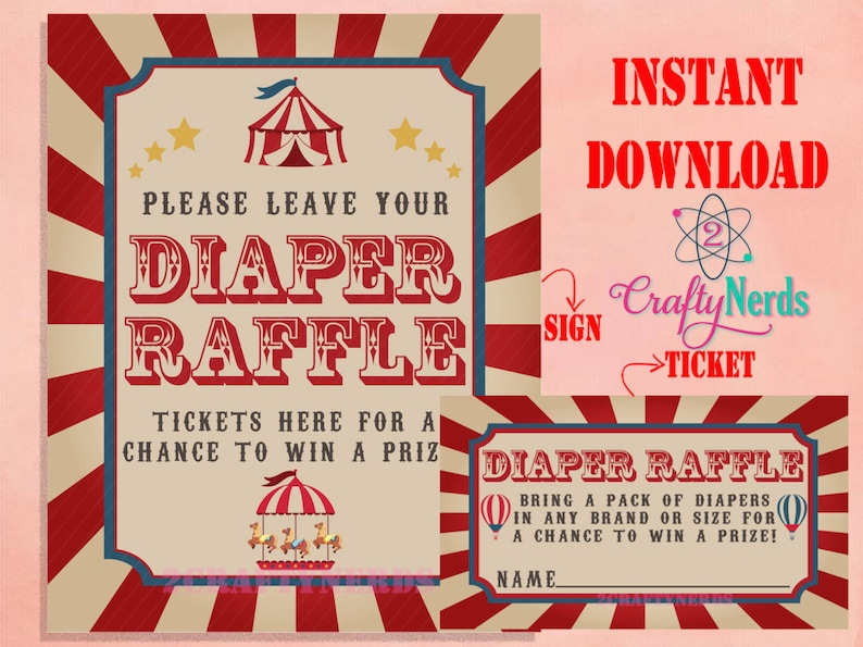 Vintage Circus Carnival Diaper Raffle Game JPG & PDF Instant - Etsy