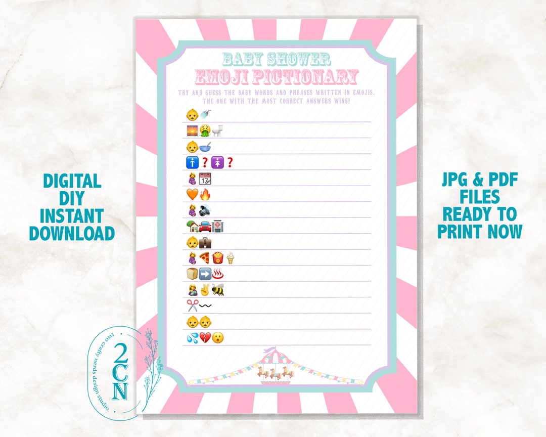 Circus Carnival Emoji Pictionary Game With Solution, JPG & PDF Instant ...
