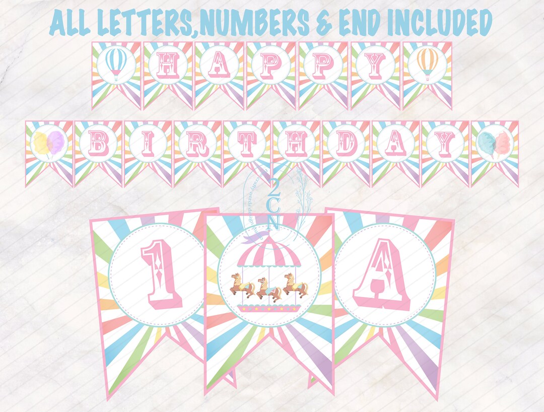 Carnival Circus Banner All Letters Numbers and Ends, INSTANT DOWNLOAD ...