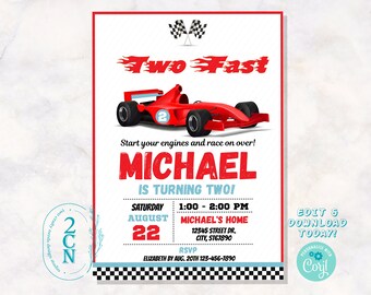 Race Car Birthday Invitation Printable First Lap Vintage Racing Car 1st ...