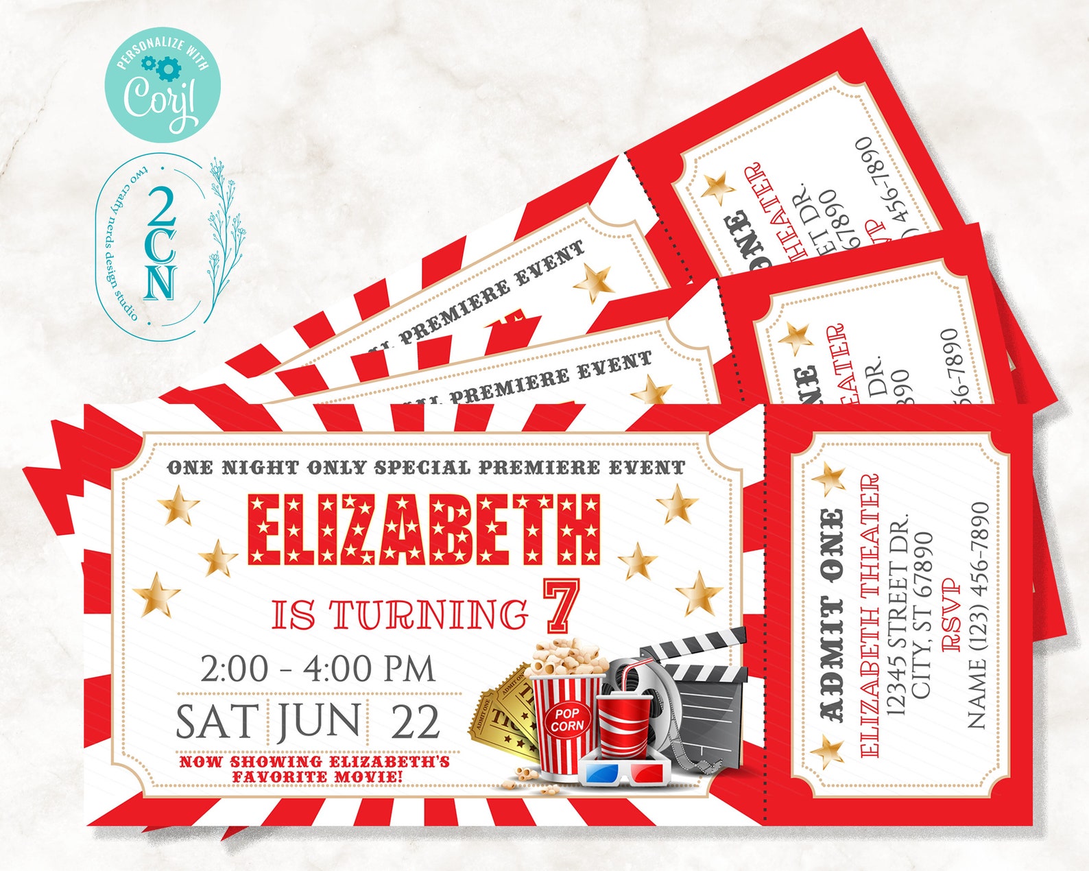 Movie Night Ticket Birthday Invitation Movie Party Movie - Etsy
