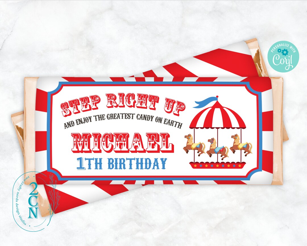 Circus Chocolate Bar Wrapper Carnival Candy Wrapper 2 Size Hershey Aldi ...