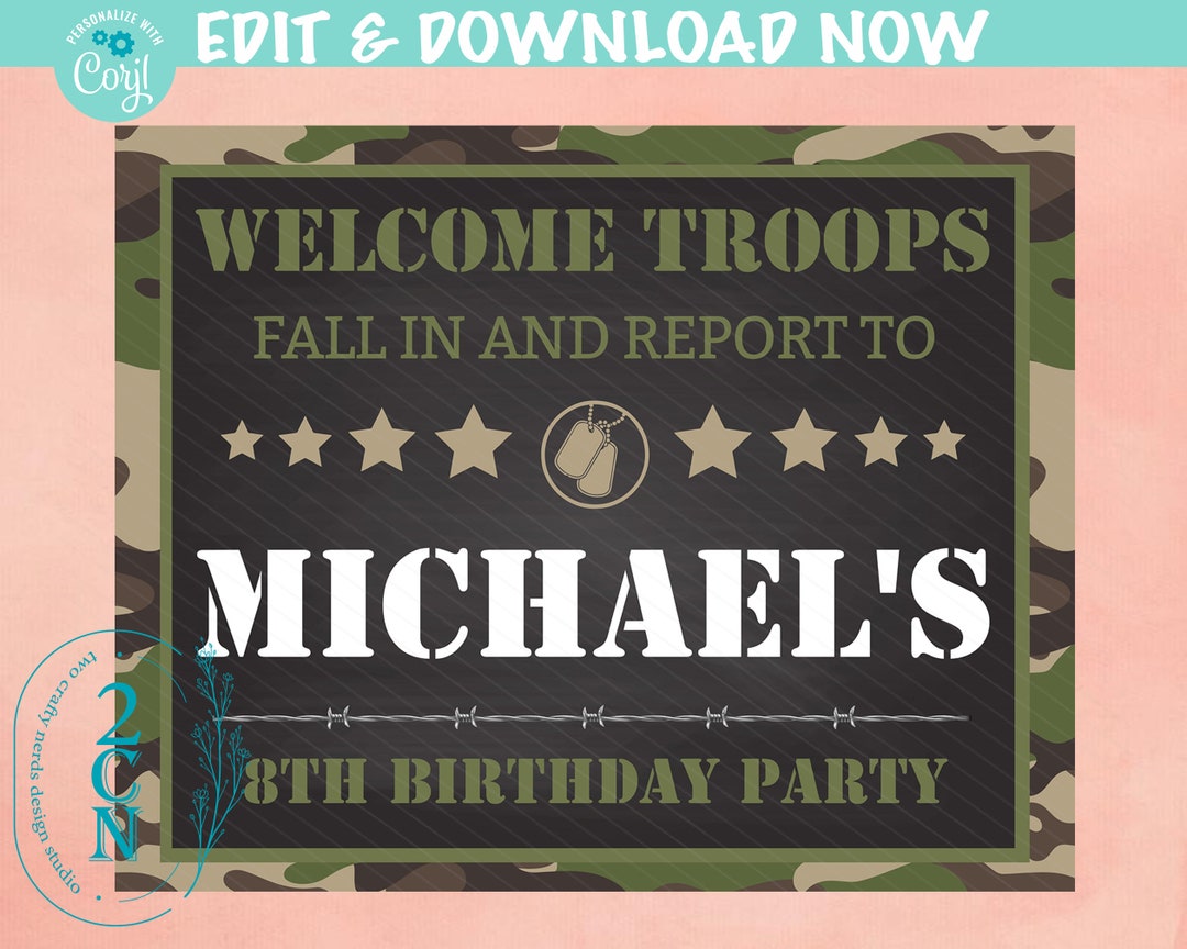 Army Welcome Birthday Sign, Army Birthday Board, Welcome Birthday Sign ...