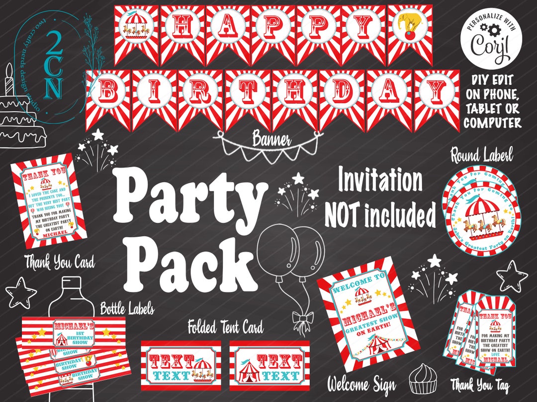 Circus Carnival Ticket Birthday Party Pack, Circus Birthday Party Decor ...