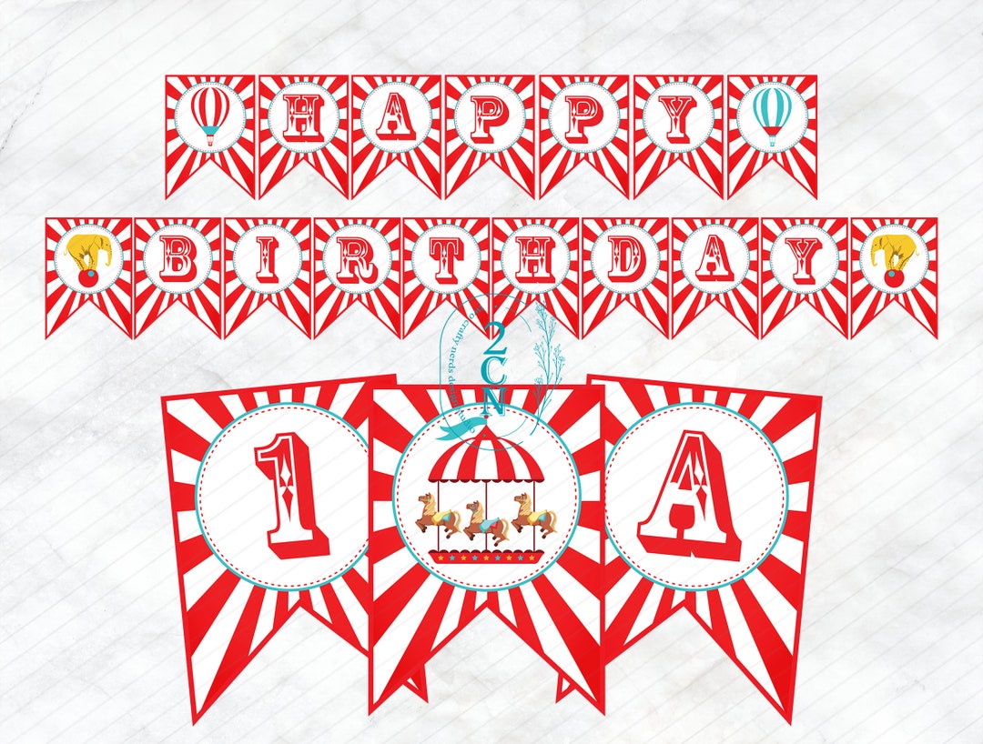 Carnival Circus Banner All Letters Numbers and Ends, INSTANT DOWNLOAD ...