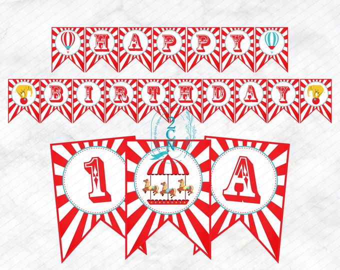 Carnival Circus Banner All Letters Numbers and Ends, INSTANT DOWNLOAD ...