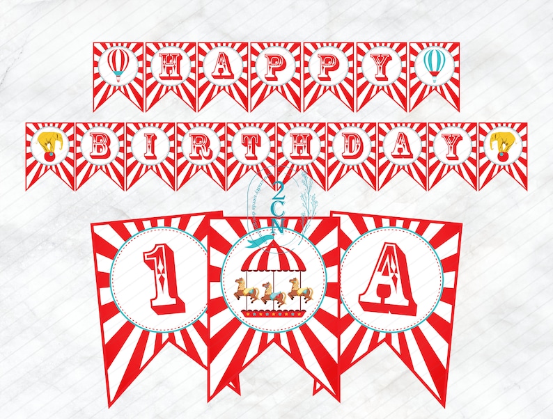 Carnival Circus Banner All Letters Numbers and Ends, INSTANT DOWNLOAD ...
