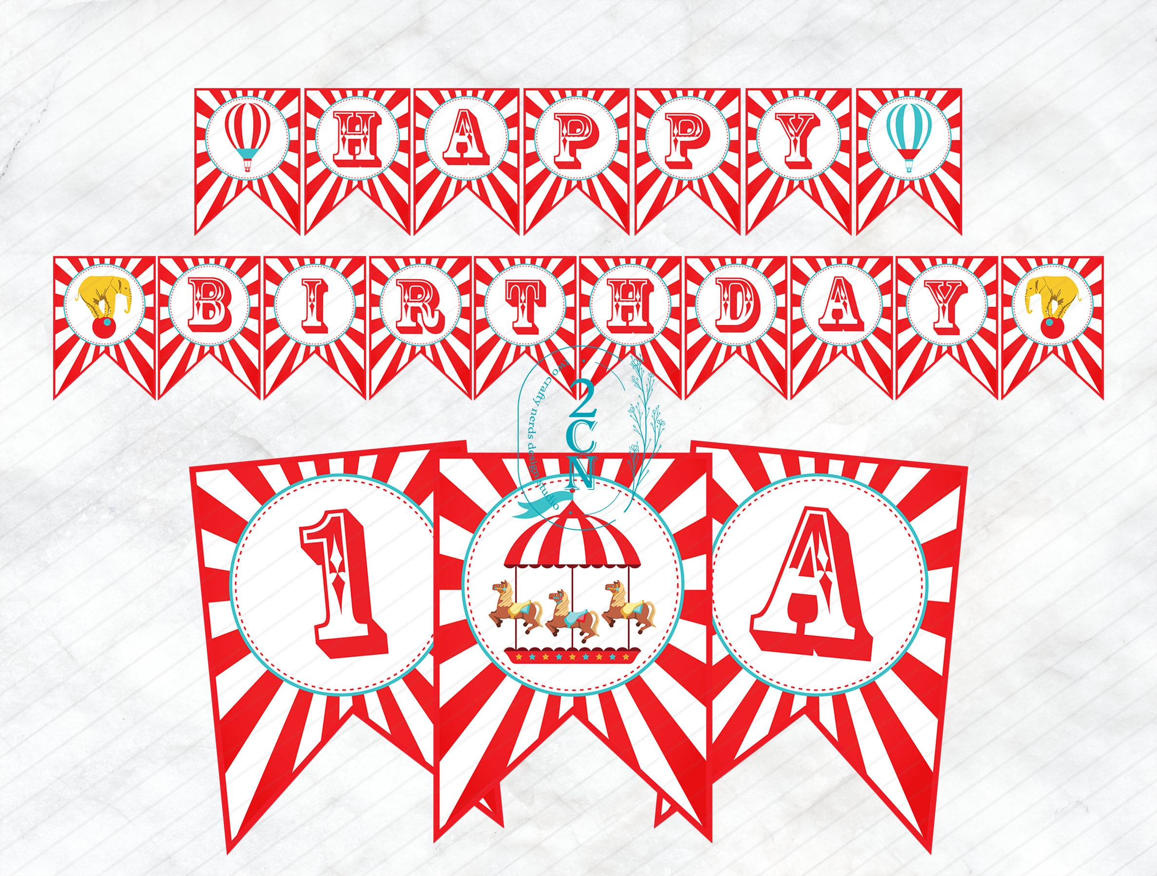 Carnival Circus Banner All Letters Numbers and Ends, INSTANT DOWNLOAD ...