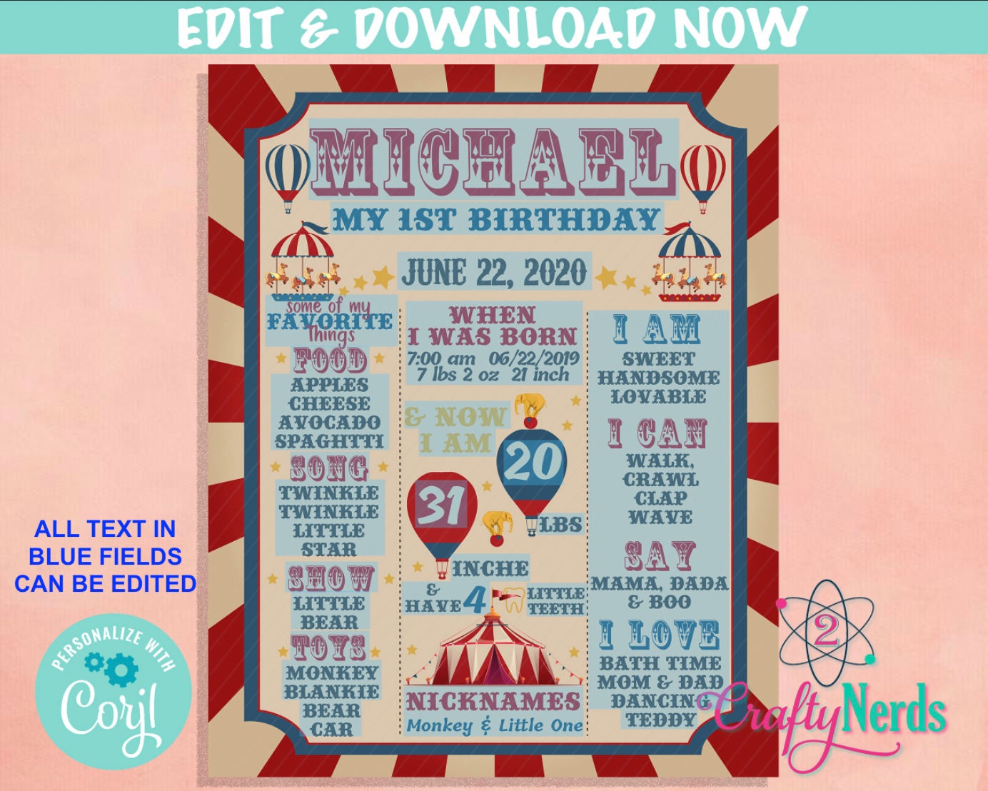 Vintage Tent Carnival Circus Birthday Sign Birthday Board Milestone ...