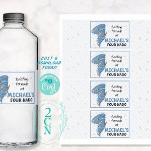 Tornado Water Bottle Label, Tornado Beverage Label, Tornado Party Decor ...