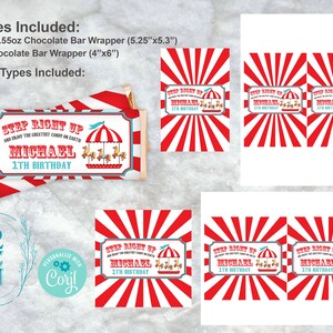Circus Chocolate Bar Wrapper Carnival Candy Wrapper 2 Size Hershey Aldi ...