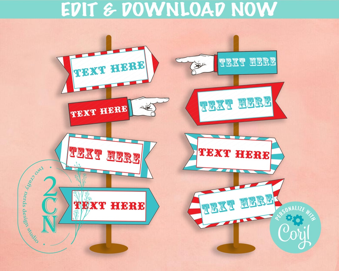 Carnival Circus Arrow Sign, Circus Birthday Direction Arrow Sign, Post ...