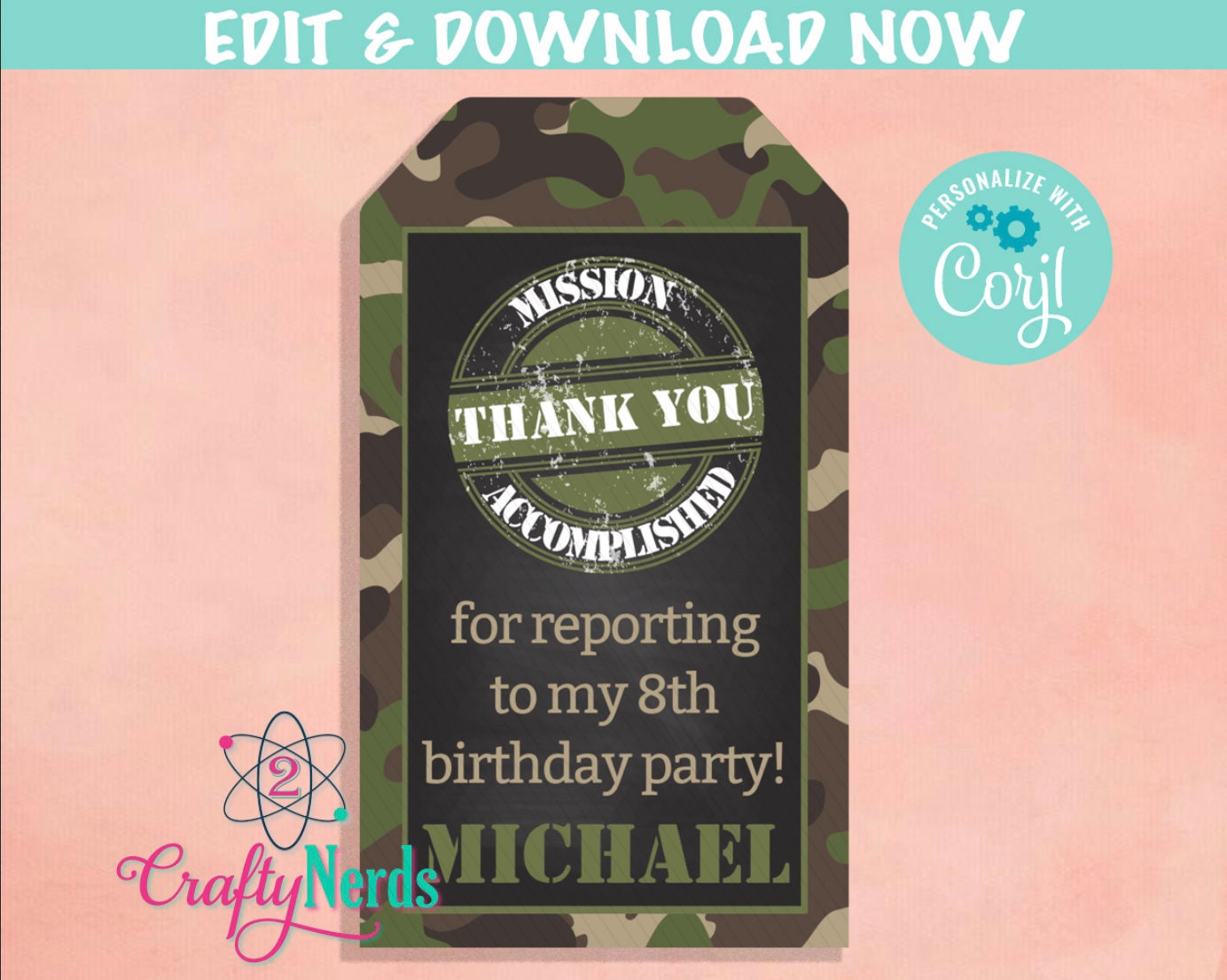 Army Birthday Thank You Tag Army Tag Army Label Army Favor - Etsy Australia