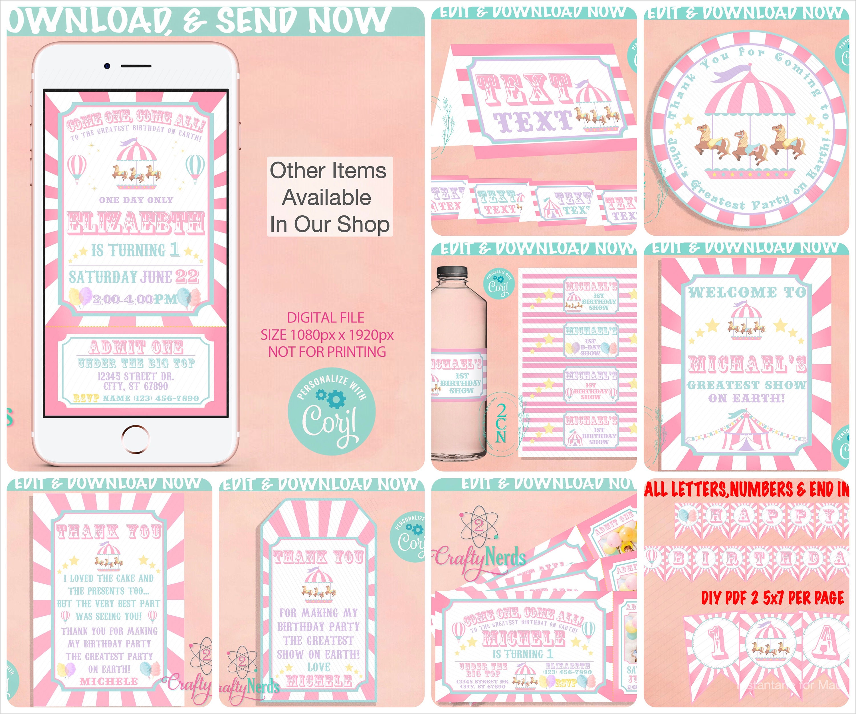 Carnival Circus Birthday Sign Birthday Board, Pastel Milestone Birthday ...