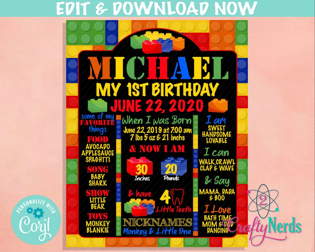 Building Blocks Birthday Sign, Birthday Board, Milestone Birthday Sign ...