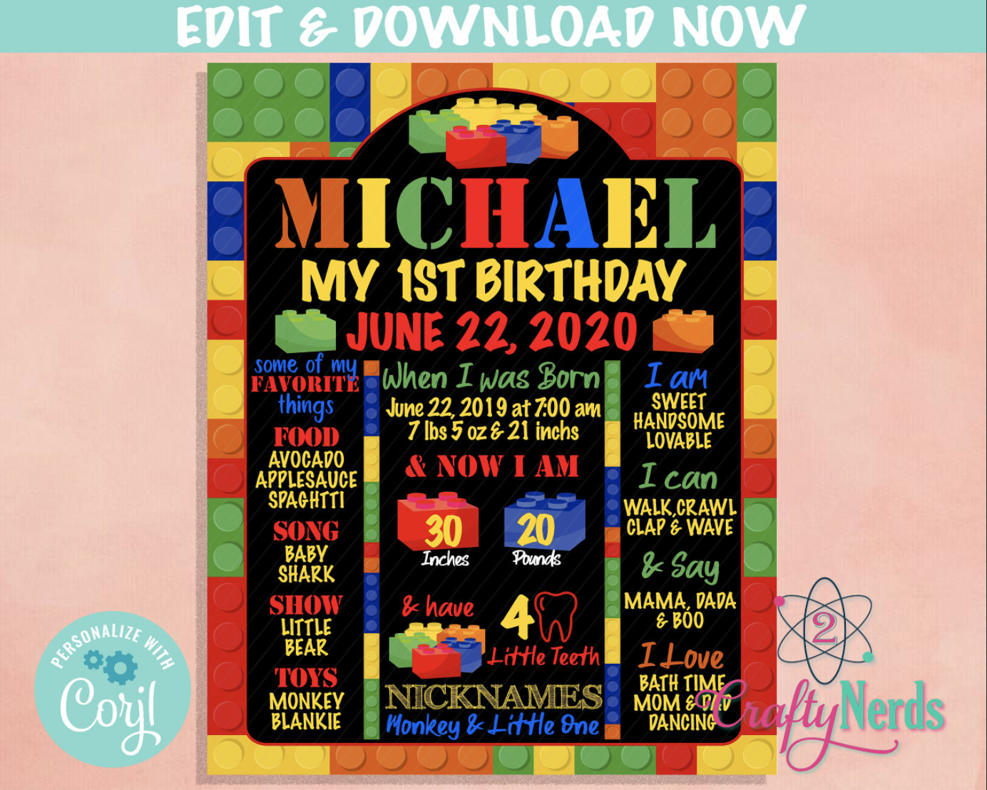 Building Blocks Birthday Sign Birthday Board Milestone | Etsy