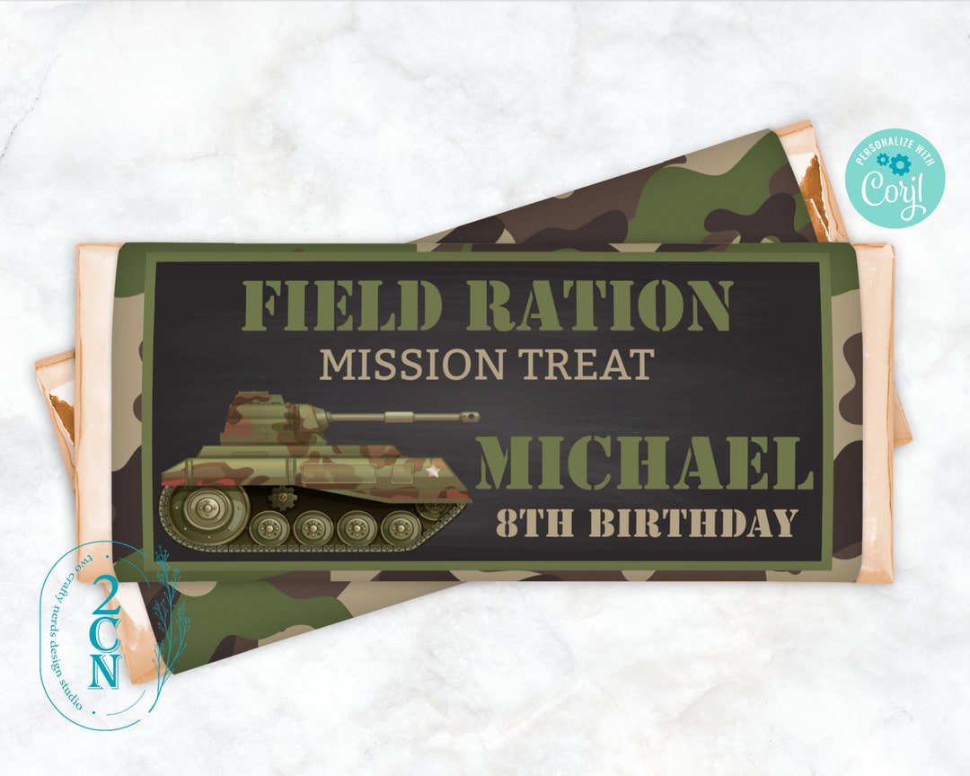 Army Chocolate Bar Wrapper, Army Camo Candy Wrapper 2 Size Hershey Aldi ...