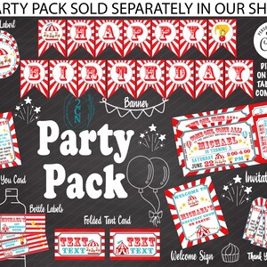 Circus Carnival Birthday Folded Card, Circus Table Card Circus Label ...