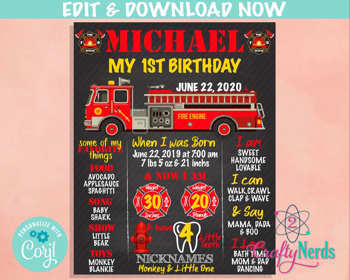 Firefighter Birthday Sign Firefighter Birthday Board - Etsy