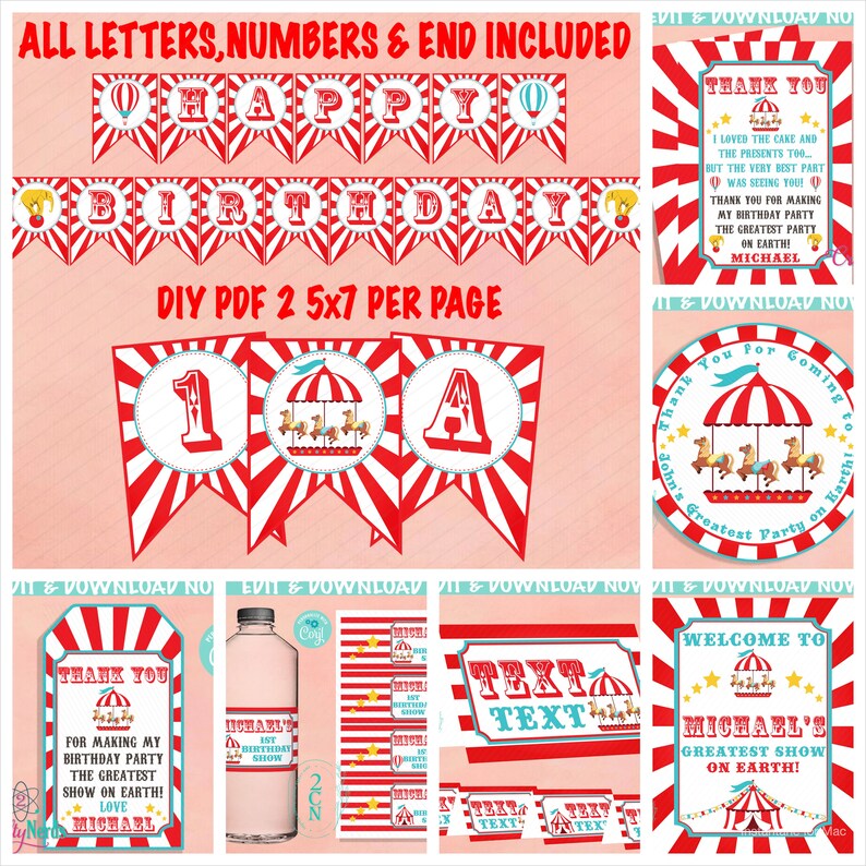 Circus Carnival Ticket Birthday Party Pack Circus Birthday - Etsy