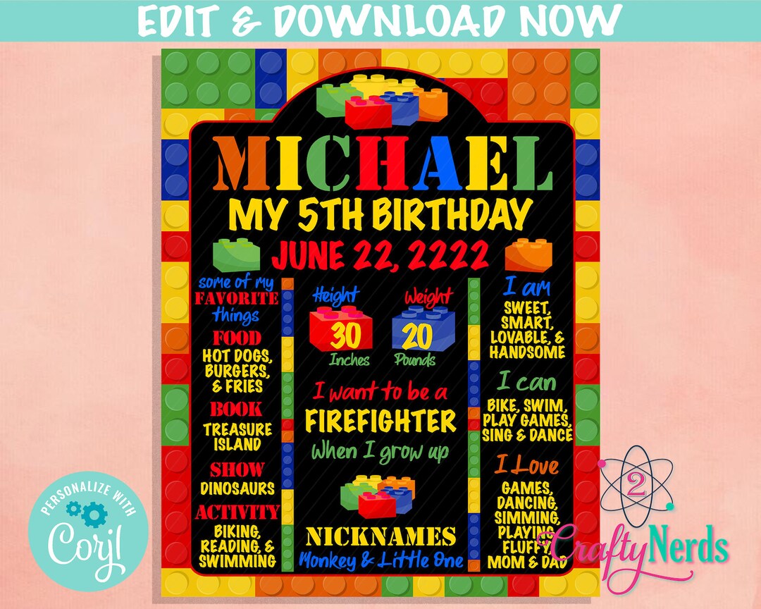 Building Blocks Birthday Sign, Birthday Board, Milestone Birthday Sign ...