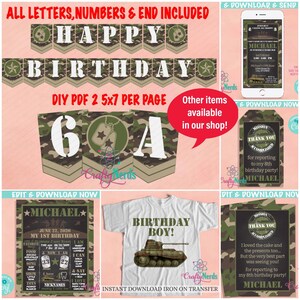 Army Birthday Thank You Tag, Army Tag, Army Label, Army Favor Label ...