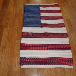 American Flag Hand Loomed Rag Rug Made of Recycled Tee Shirts. Free ...