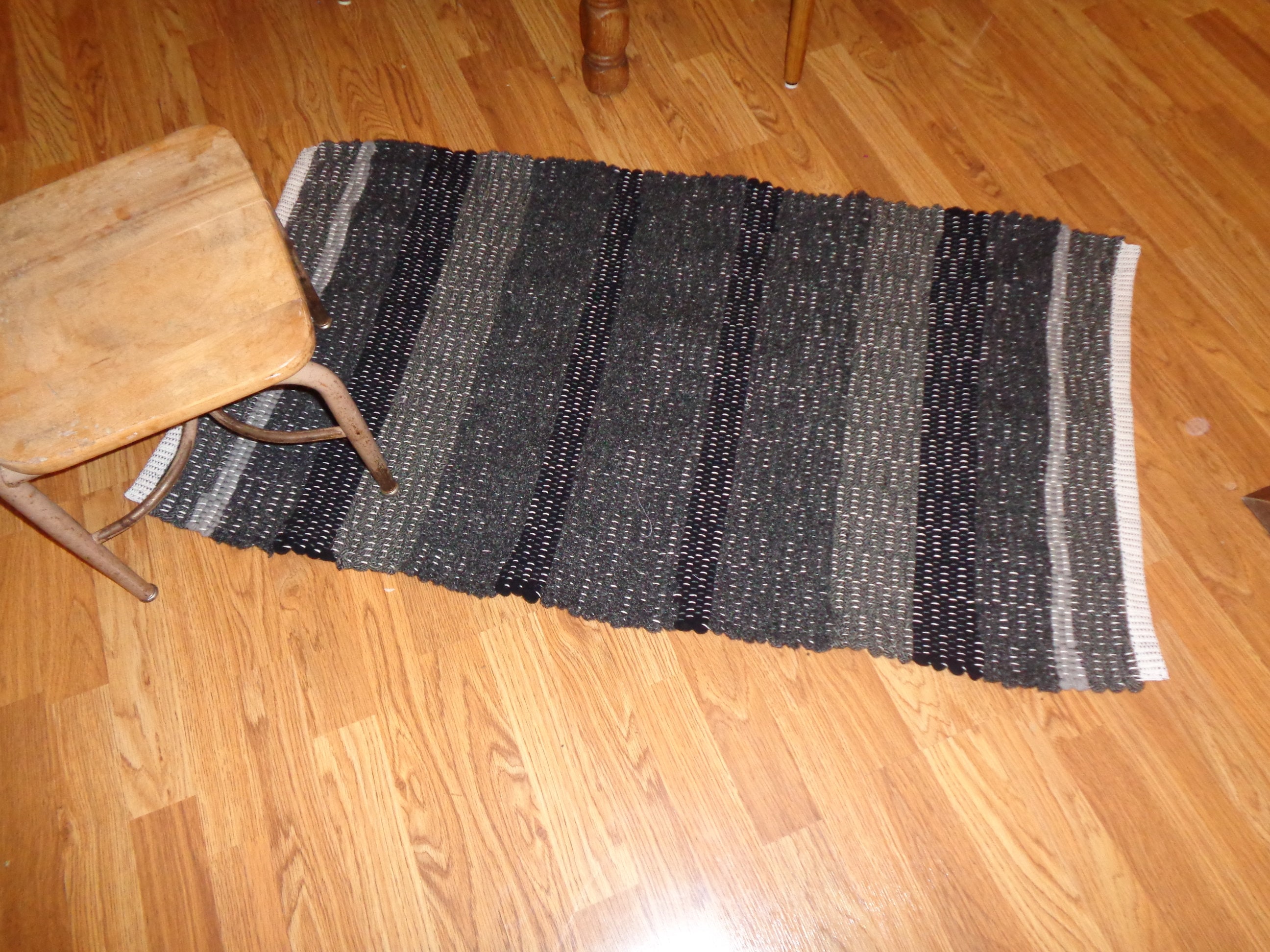 Hand-loomed Wool Rag Rug, in Shades of Gray, and Made From Recycled ...