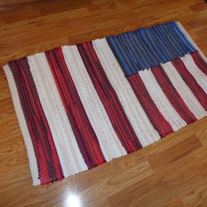 American Flag Hand Loomed Rag Rug Made of Recycled Tee Shirts. Free ...