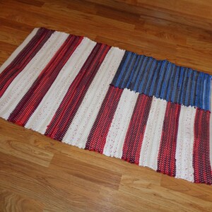 American Flag Hand Loomed Rag Rug Made of Recycled Tee Shirts. Free ...