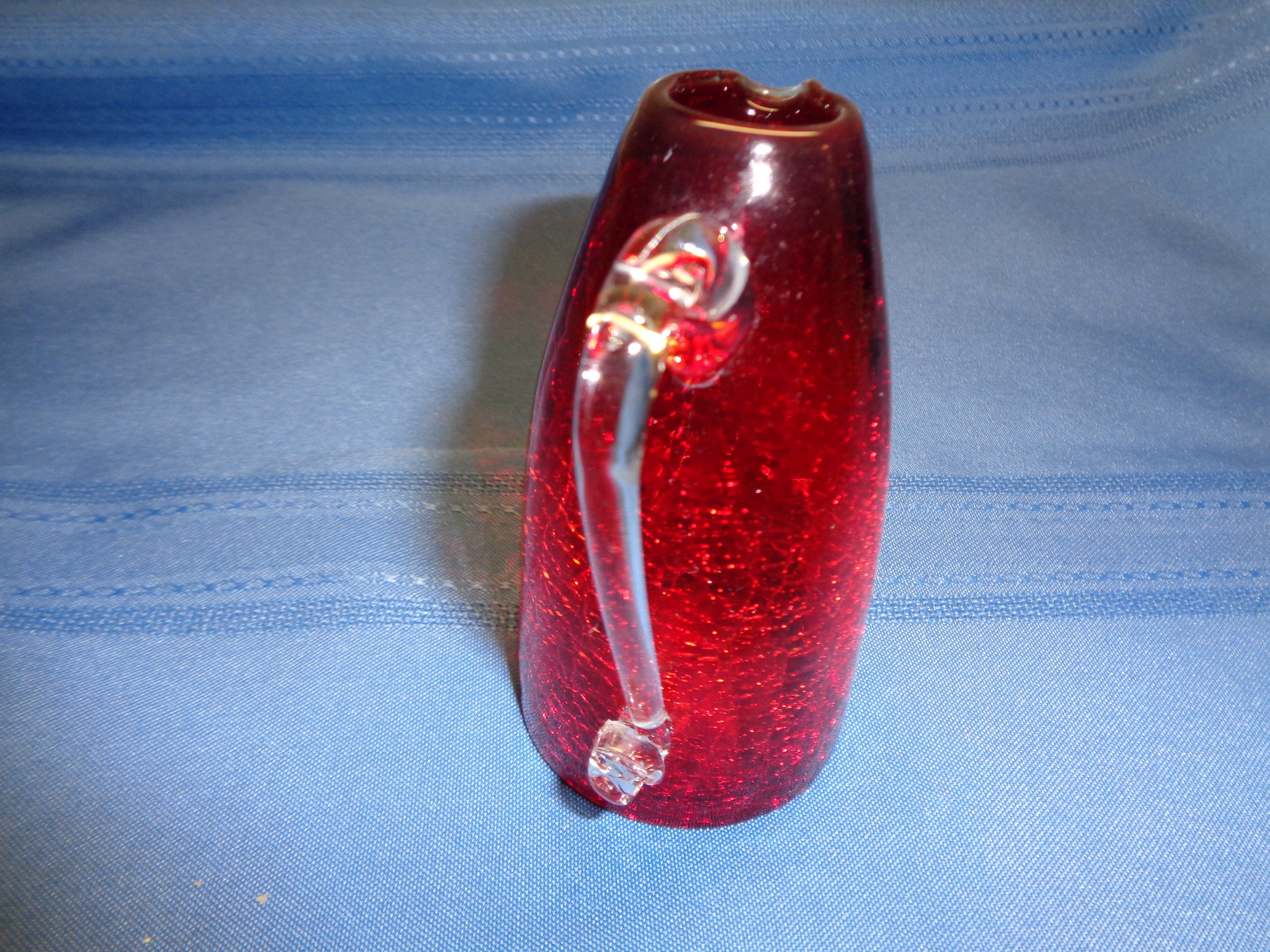 Small, Red. Hand-blown Crackle Glass Pitcher From 1960's - Etsy