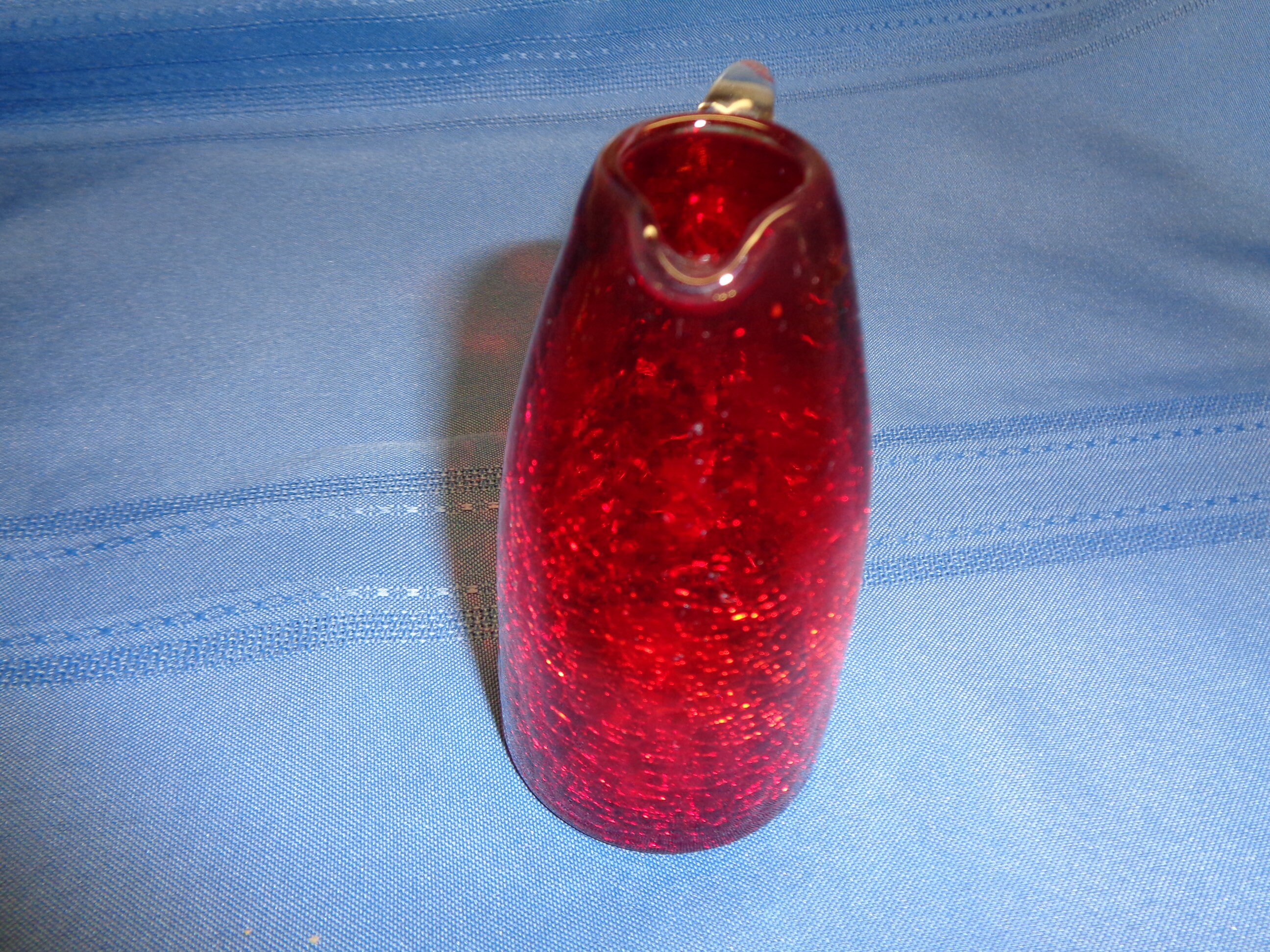 Small, Red. Hand-blown Crackle Glass Pitcher From 1960's - Etsy