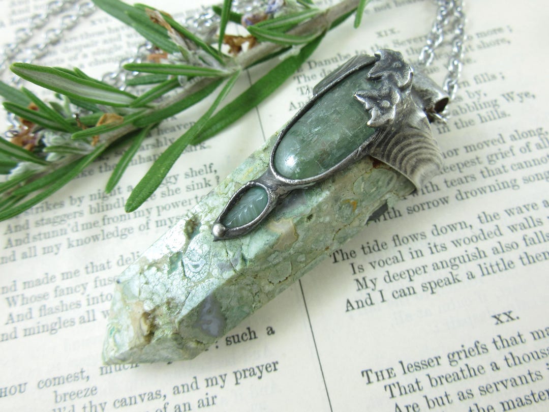 Fern Gully Rainforest Rhyolite Crystal Pendant With Green Kyanite ...