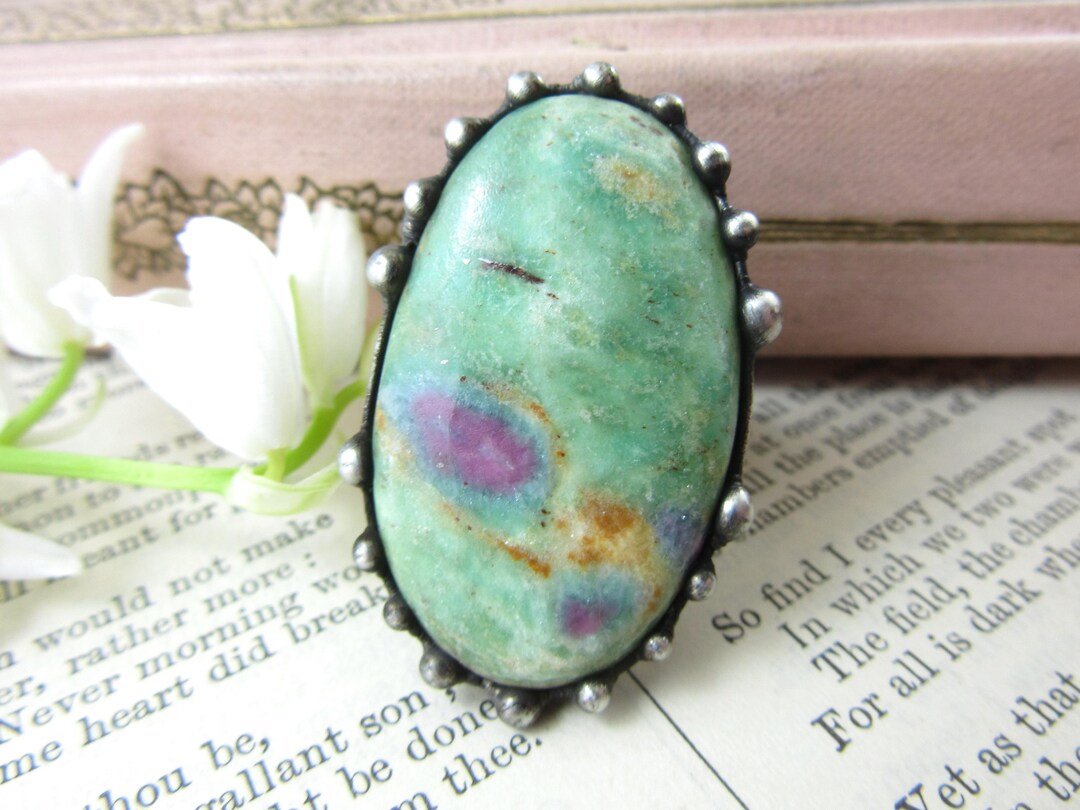 Litha - Large Ruby in Fuchsite Ring - Etsy