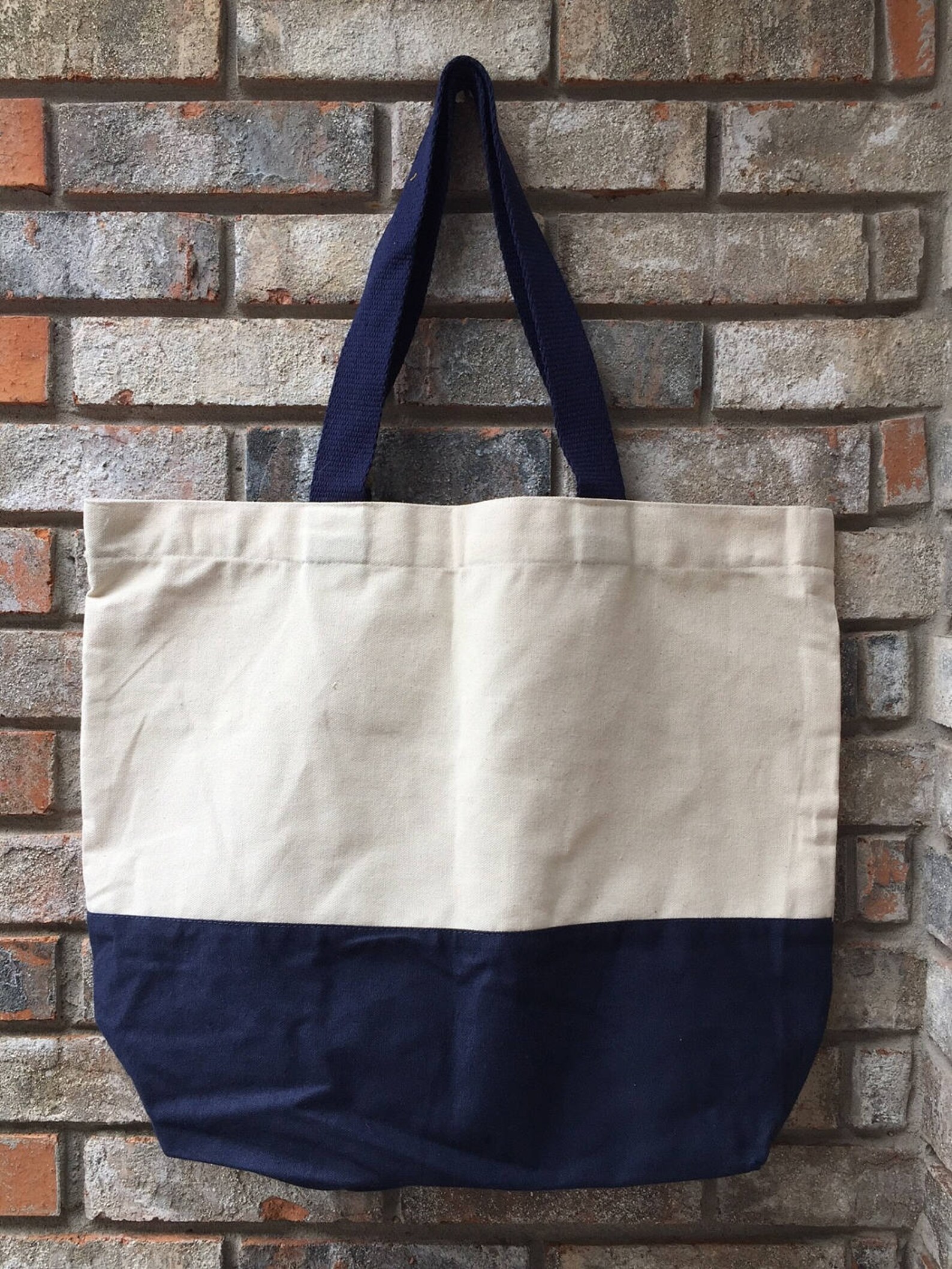 Monogrammed Preppy Navy Blue Canvas Travel Tote Bag | Etsy