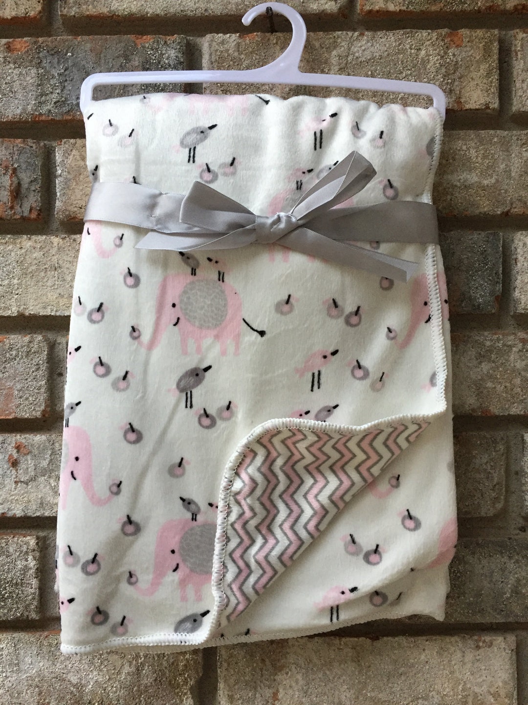 Preppy Little Elephants Monogrammed Sherpa Blanket Christmas Gift Baby ...