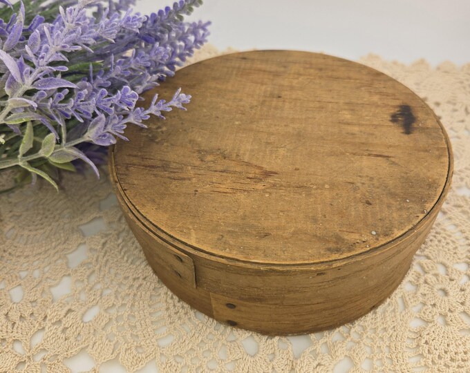 Vintage Shaker Box Lidded Oval Old Time Wooden Ware With Brass Screws ...