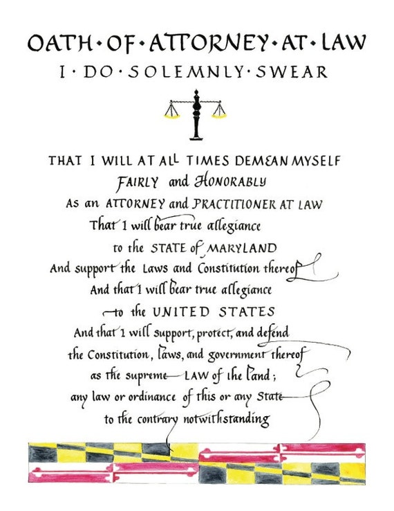 OATH of Attorney At Law MDClearance | Etsy