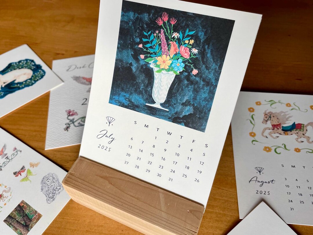 2025 Artist Calendar With Wooden Stand, Mini Art Desk Calendar - Etsy ...