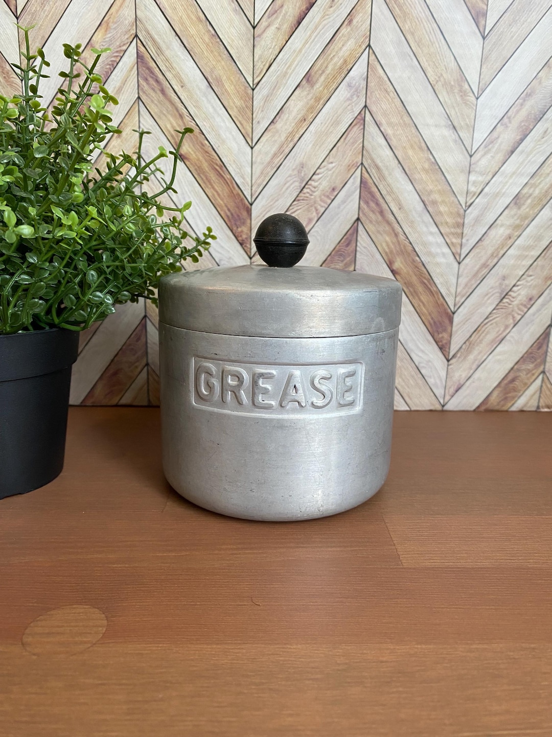 Vintage Metal Grease Canister With Strainer Turner Grease Jar Aluminum ...