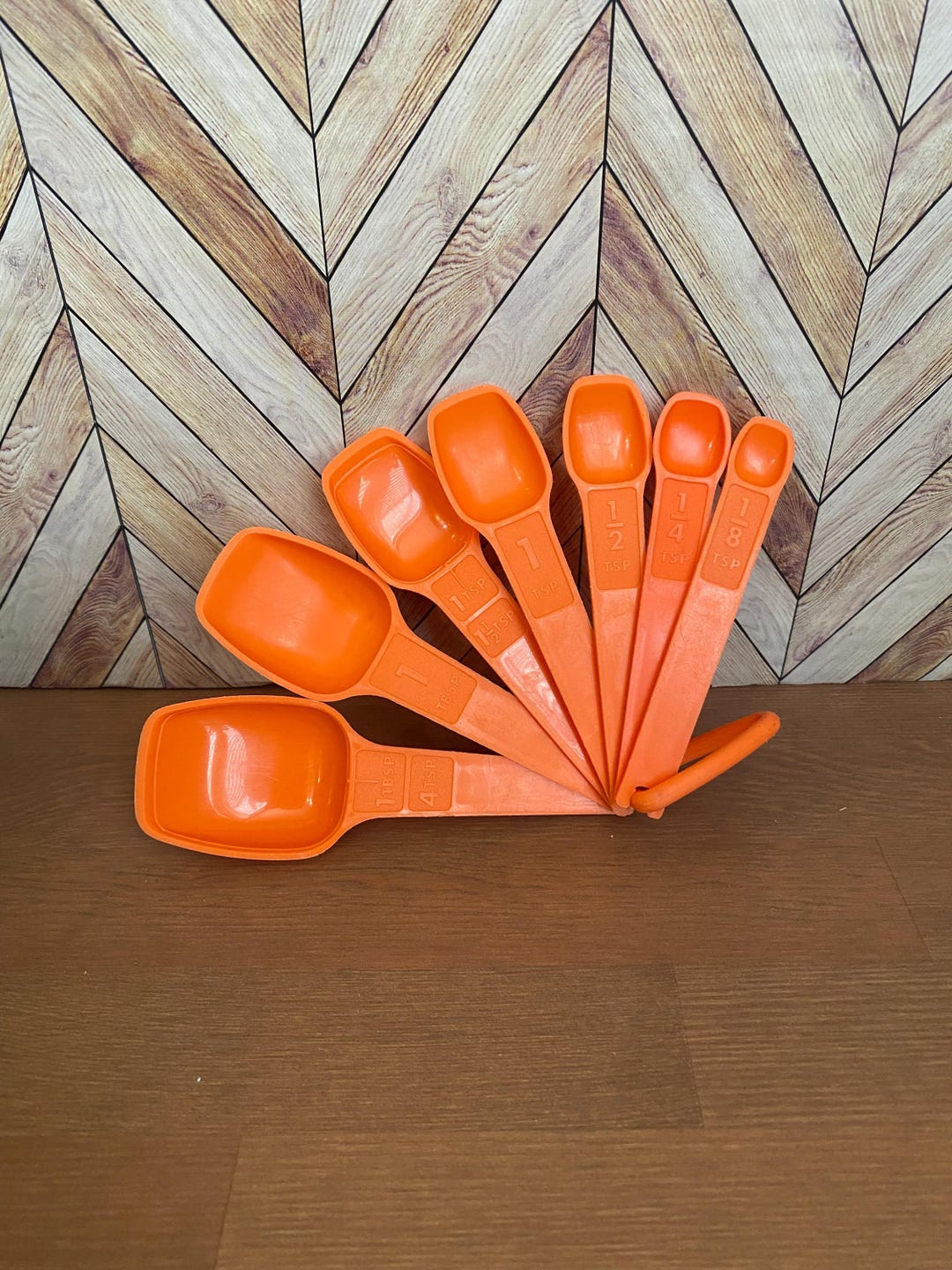 Vintage Tupperware Orange Measuring Spoon Set of 7 Spoons 1/8 Tsp to ...