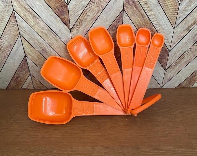 Vintage Tupperware Orange Measuring Spoon Set of 7 Spoons 1/8 Tsp to ...