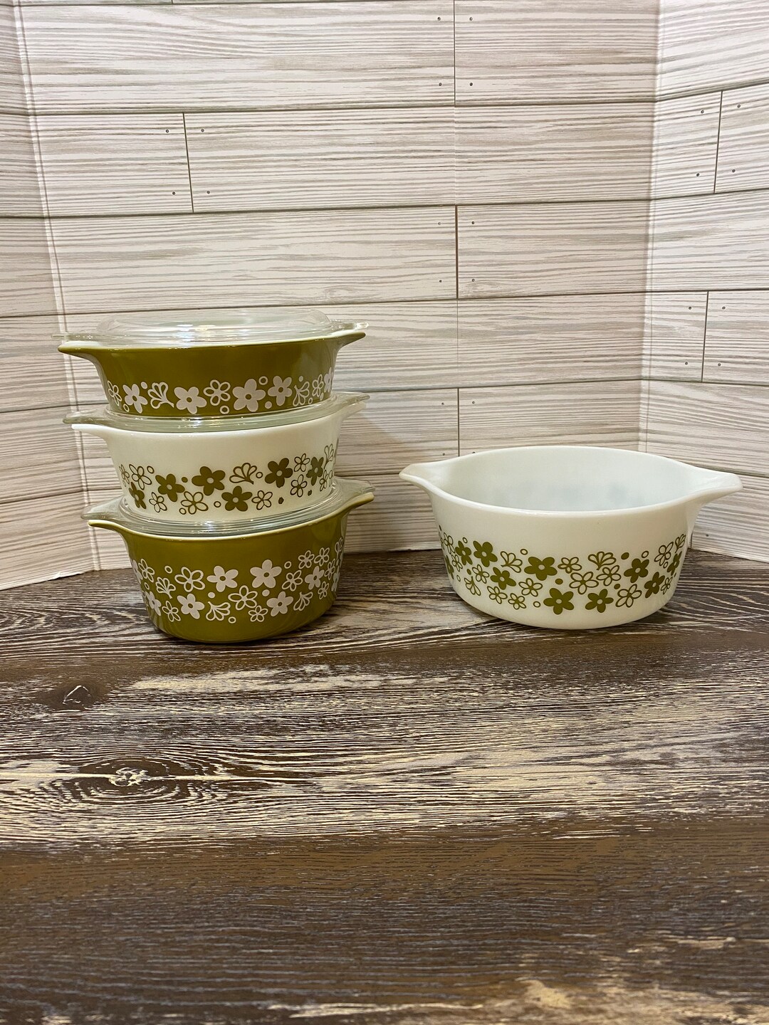 Vintage Pyrex Spring Blossom Crazy Daisy Casserole Set 471 472 473 ...