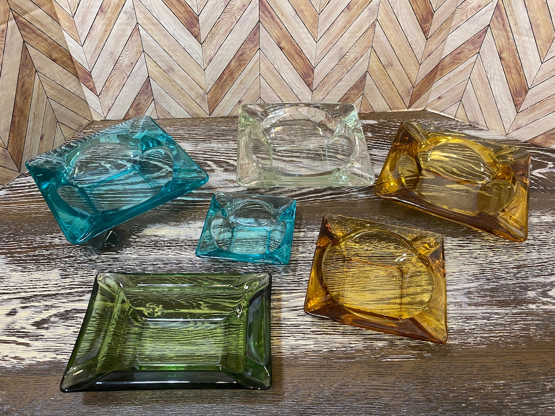 Vintage MCM Colored Glass Cigar Ashtray L Retro Smoker - Etsy