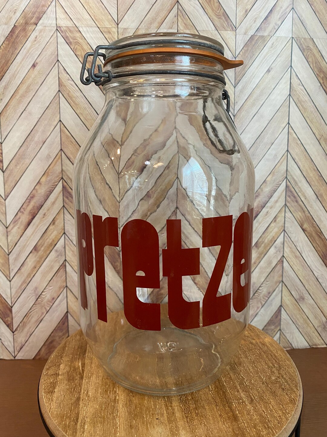 Vintage 1970's Pretzel Pop Art Glass Canister Jar Retro Pretzel Storage ...