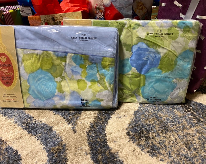Vintage NOS Full Size Cannon Bed Sheets Set- Top and Fitted Sheet ...