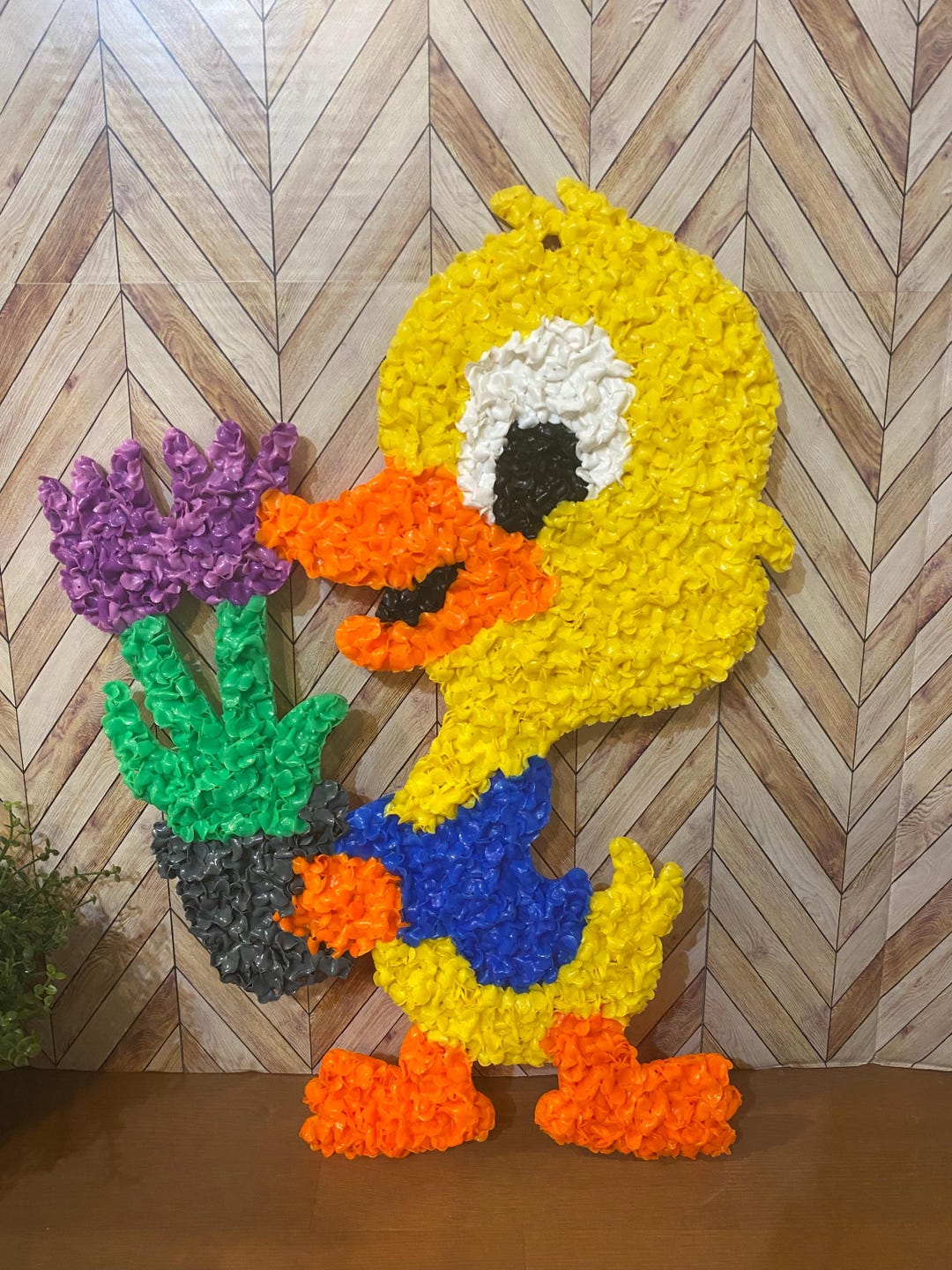 Vintage 1970s Melted Plastic Popcorn Easter Duckling With Tulip Flowers ...