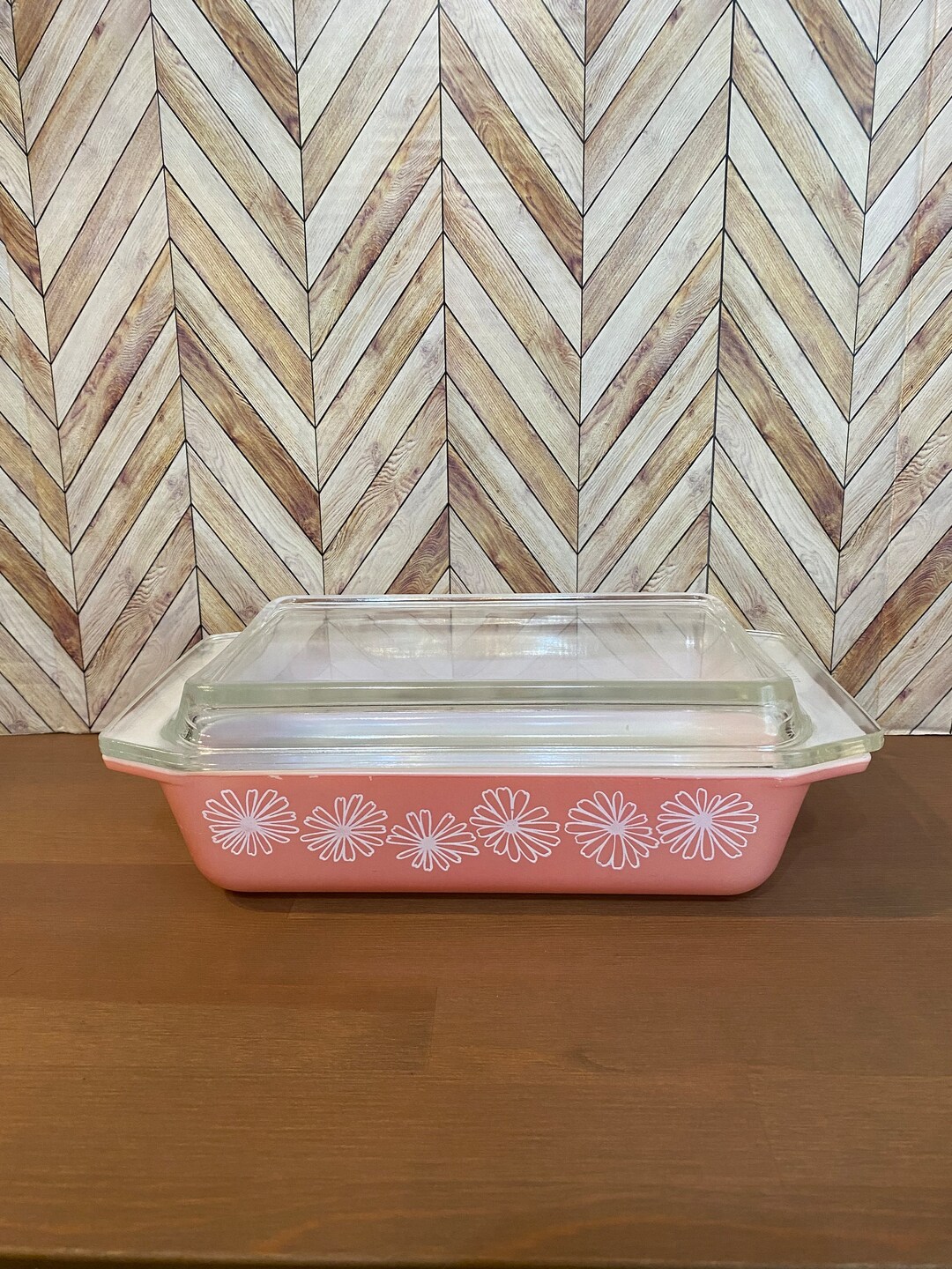 Vintage Pyrex Pink Daisy #575-B 2 Quart Space Saver Casserole Dish With ...