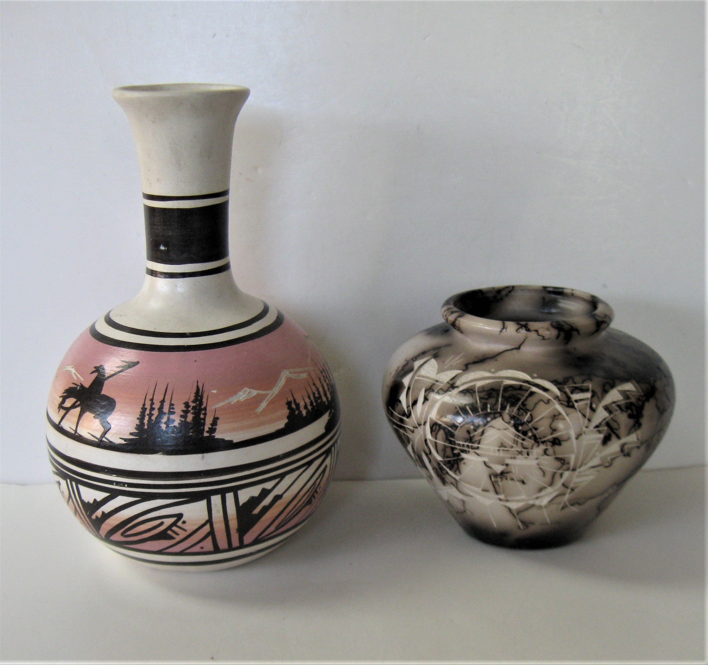 Native American Pottery Beautiful Vase with Turquoise Handmade Navajo ...